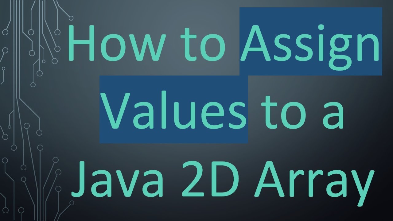 How to Assign Values to a Java 2D Array