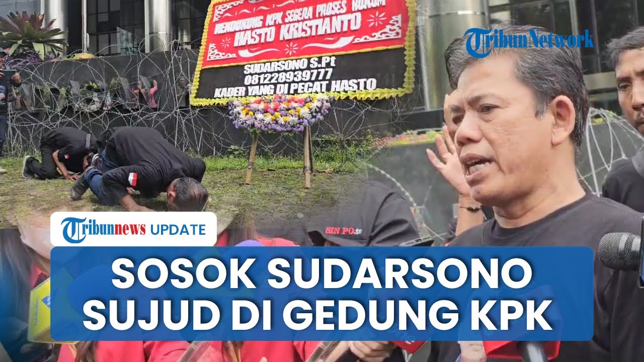 Praperadilan Hasto Ditolak, Sosok Eks Kader PDIP Sudarsono Sujud Syukur di Depan Gedung KPK ...