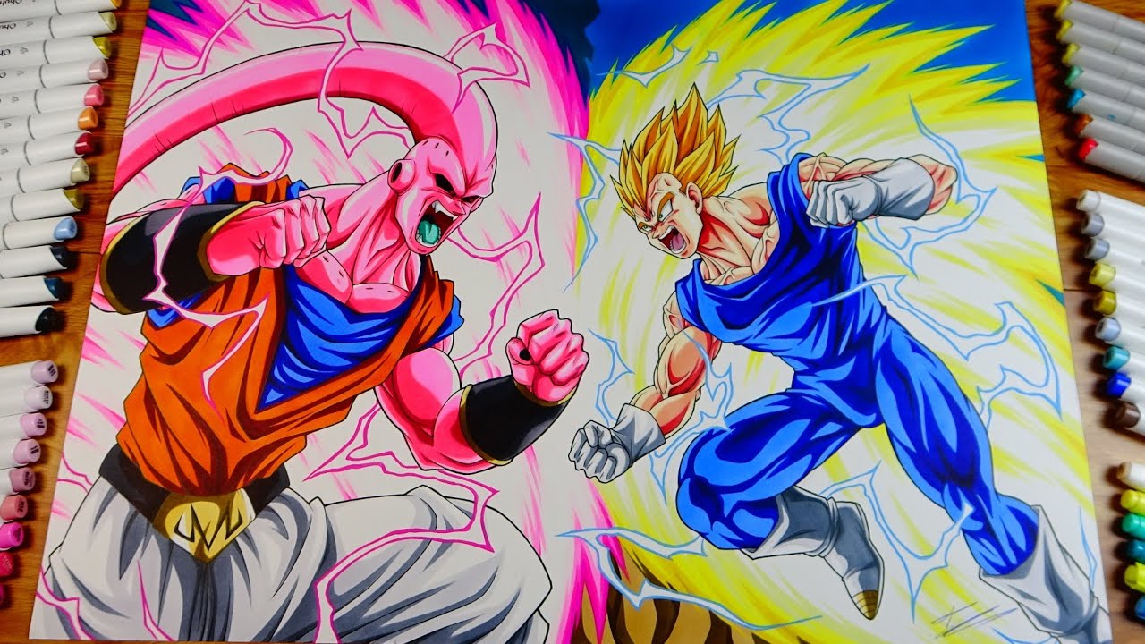 Drawing Majin Vegeta vs Buu Gohan absorbed | Commission #165