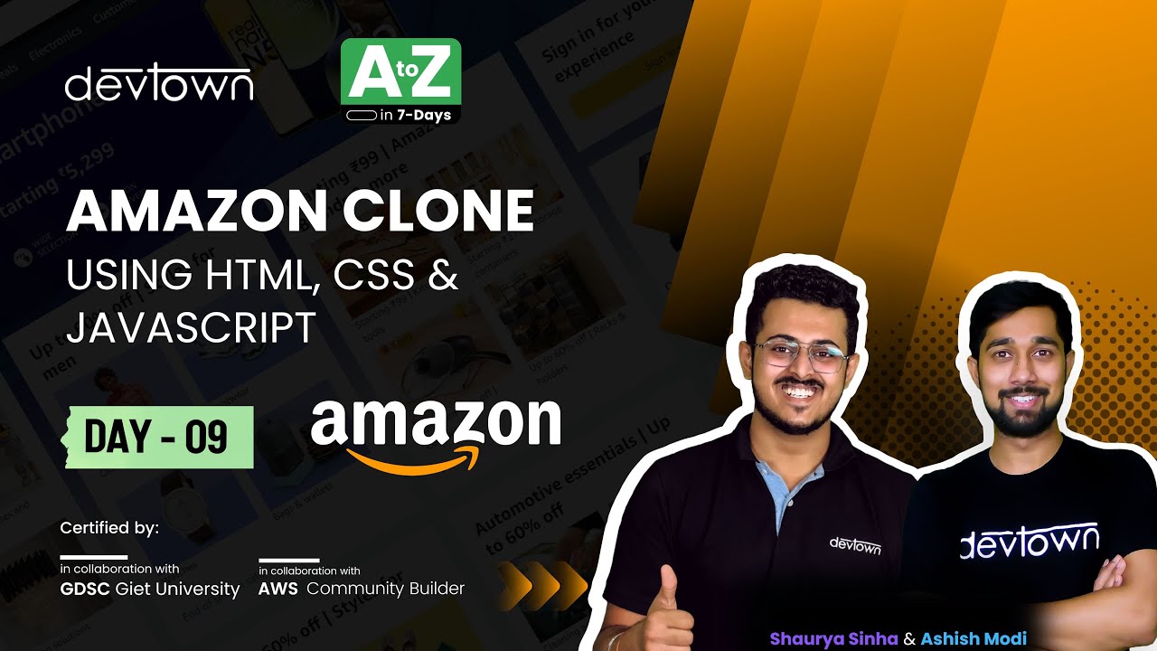 Day 9 - Amazon Clone Using HTML, CSS & JavaScript | COMPLETE in 7 - Days