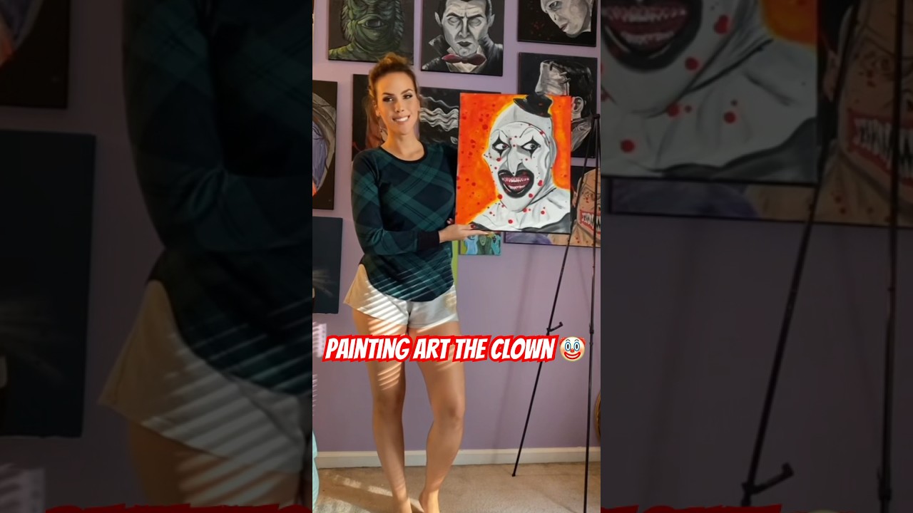 Truly TERRIFYING 😱 Art the Clown Horror Hyperlapse Painting #horrorshorts #shorts #clown