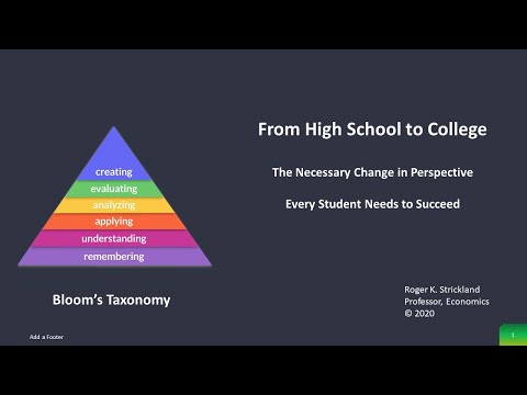 Blooms Taxonomy in College Level Study