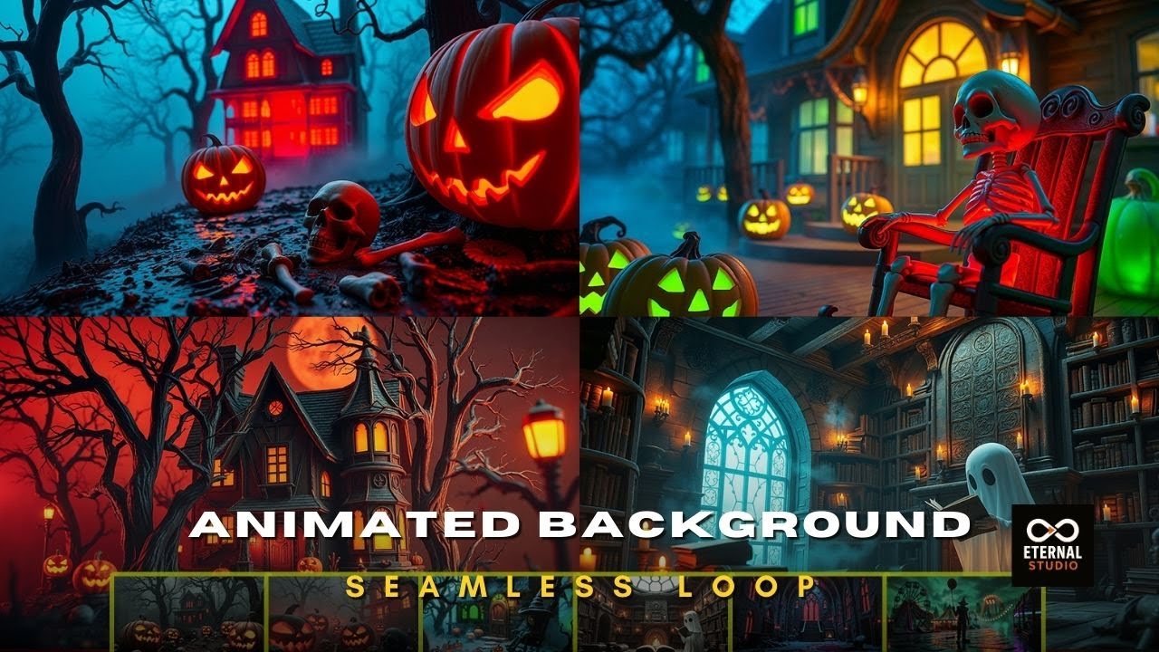 Animated Backgrounds - 10 Spooky Halloween Live Wallpapers Bundle Pack, Stream Overlays