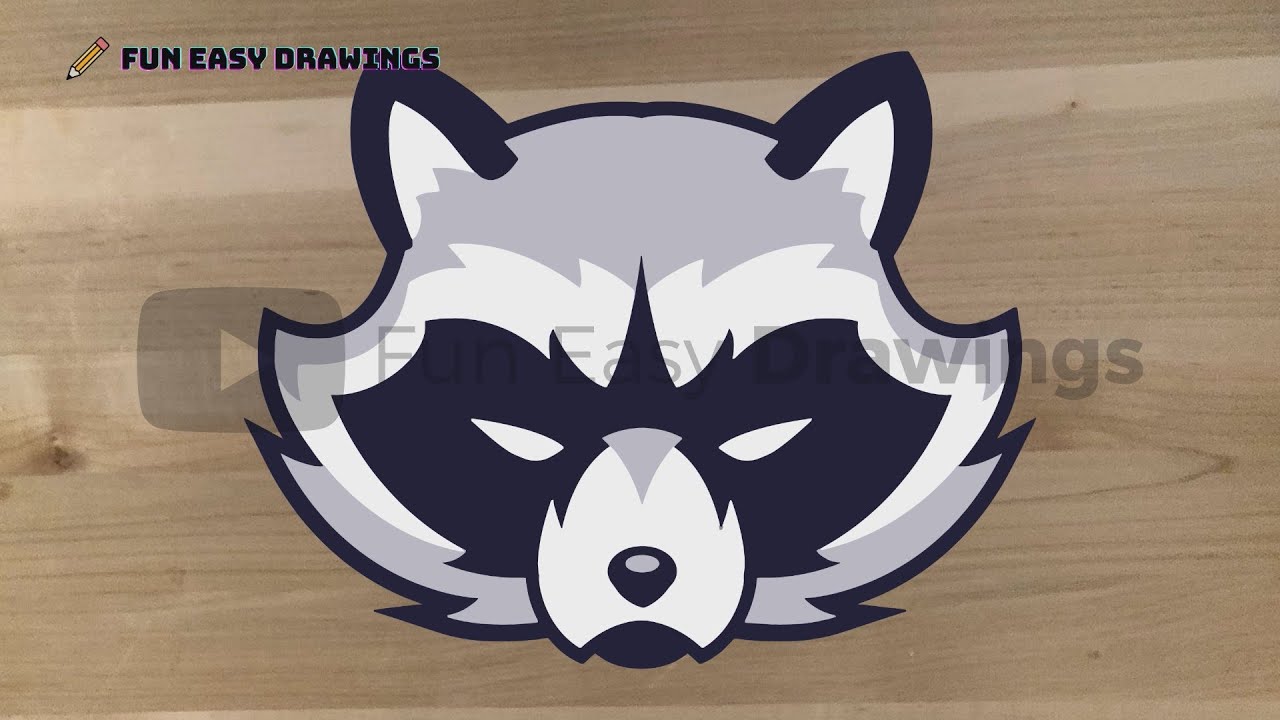 How to Draw a Raccoon Logo Easy - Fun Easy Drawings #FunEasyDrawings #raccoon #logo #esport