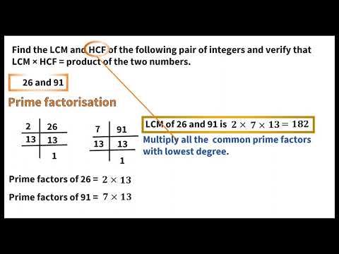 find LCM and HCF of 26 and 91 and verify L×H=A×B#cbseclass10maths #realnumbers