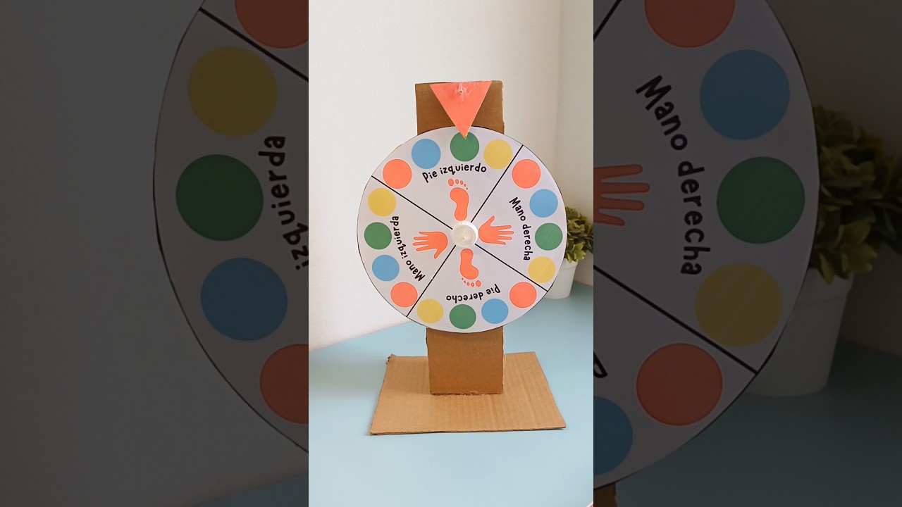 Ruleta de cartón fácil🤩 para jugar Twister 🔴🔵🟢🟡