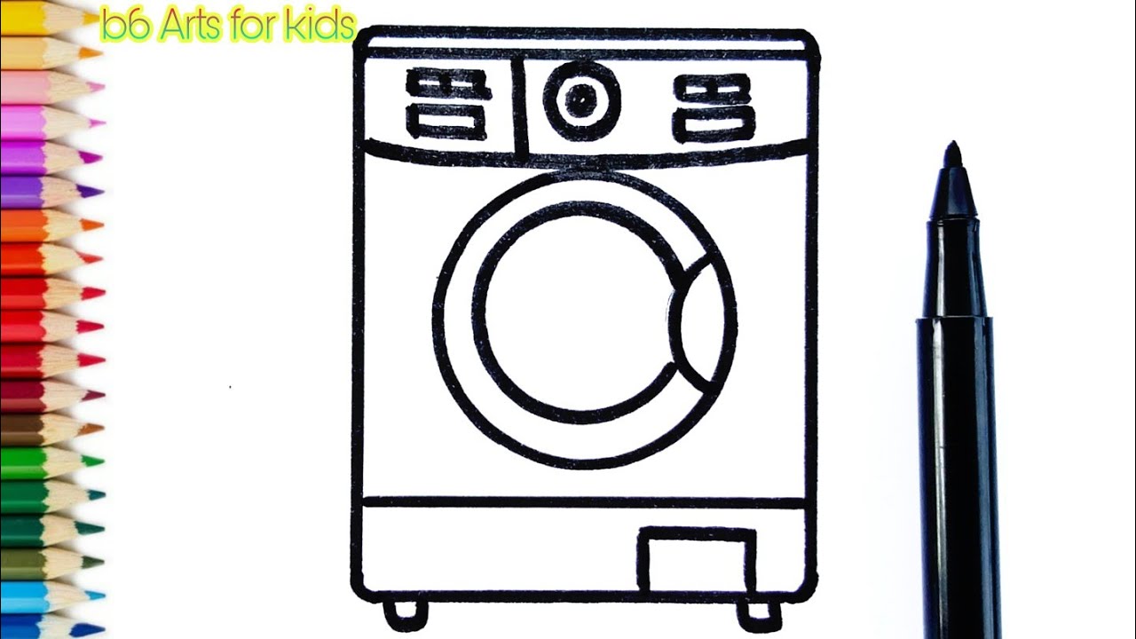 How To Draw Washing Machine Step by Step