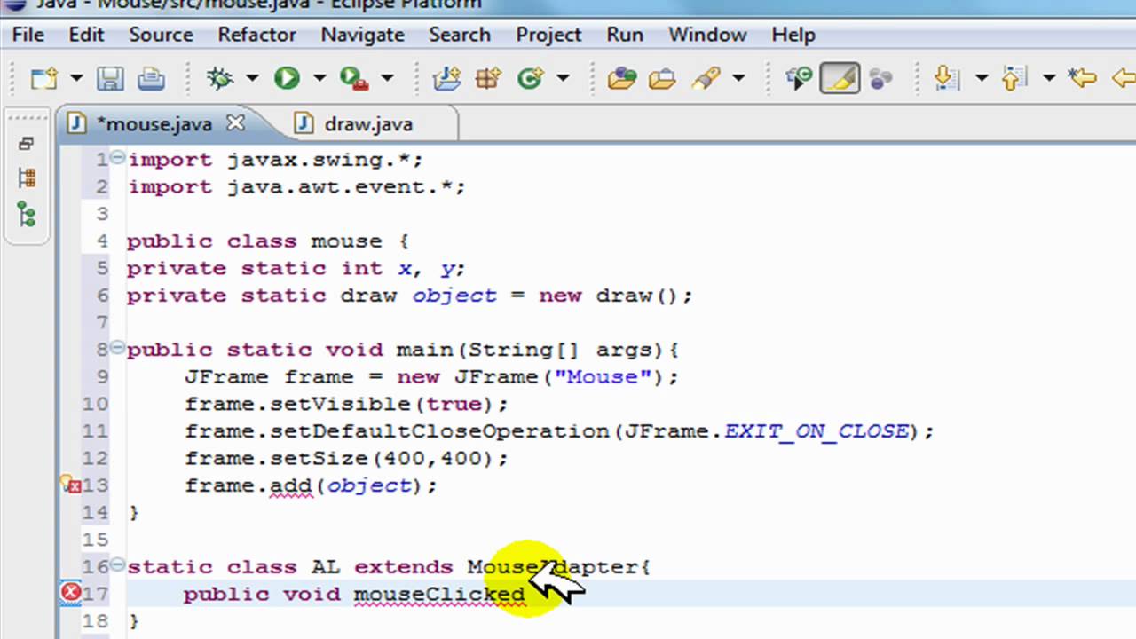 Java Swing/GUI Tutorial- Mouse Action Listeners - Creating MouseListeners