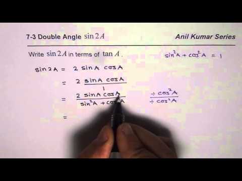 How to Write Double Angle Formula sin 2x in terms of tan x