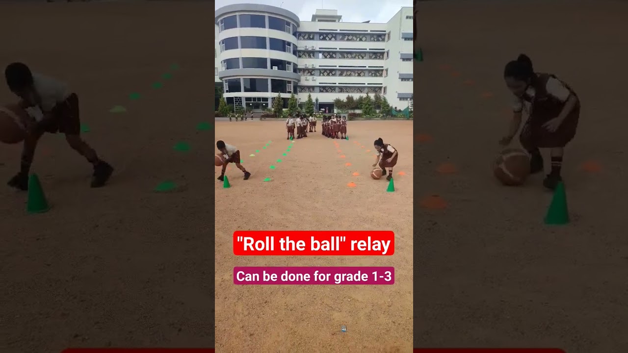 relay race on ROLL THE BALL by grade 1 #games #sports #fitness #trending #activity #viral #shorts