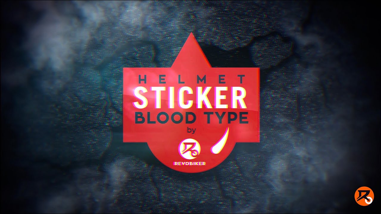 Stickers para casco con tu tipo de Sangre disponibles A- O+ A+ B+ diseñados por Revotype / Revobiker