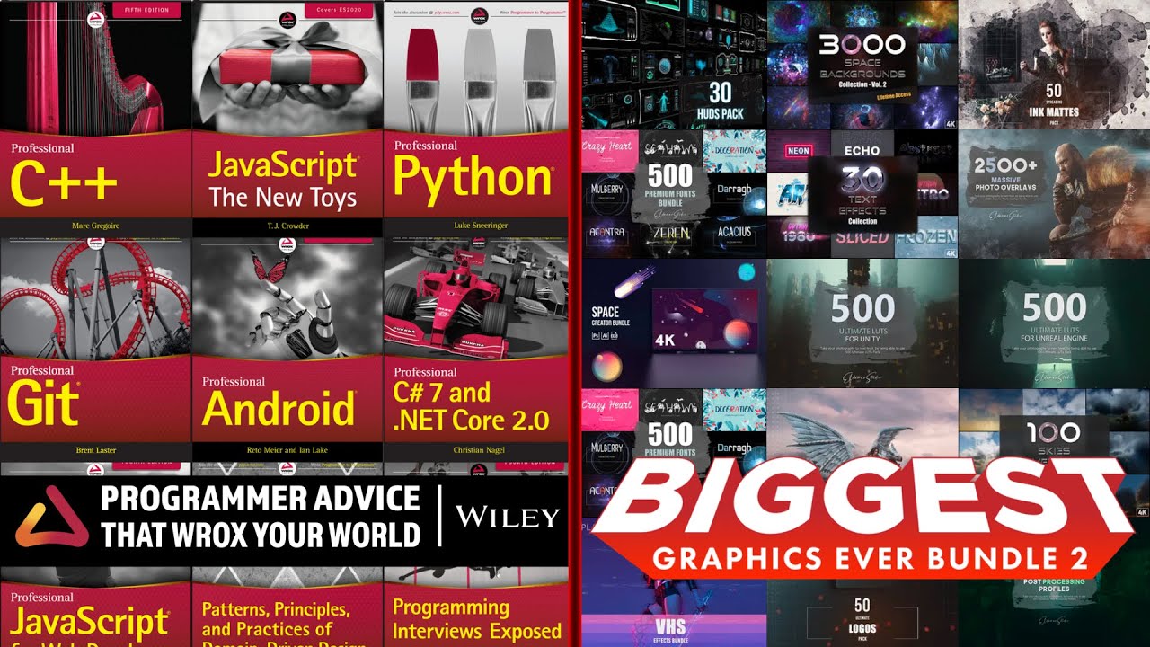 Programming Books (C++, C#, Python, Java, JavaScript, Git) ++ BIGGEST Graphics Ever 2 Bundles on Now