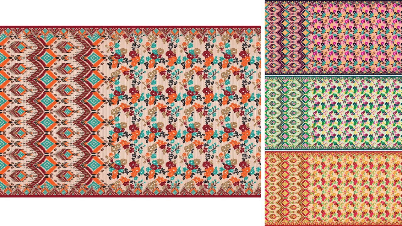 Ikat style Seamless Saree pattern 2025. Fabrics printing design
