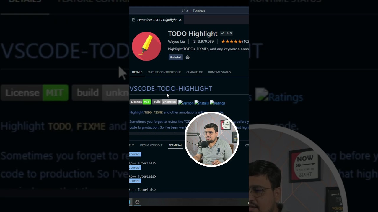 Day 8/100 : TODO and FIXME in VS Code #100daysofcodechallenge #100daysofcode