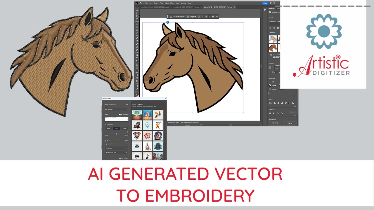 AI generated VECTOR to Embroidery