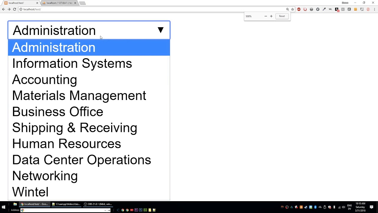 Populating Drop Down menus from Database