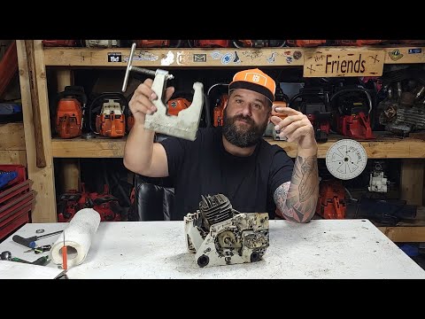 STIHL 026 CHAINSAW, SPLITTING THE BOTTOM END!!