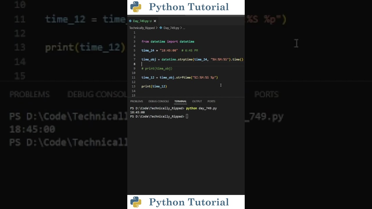 Convert 24 Hour Time to 12 Hour in Python | Python Tutorial