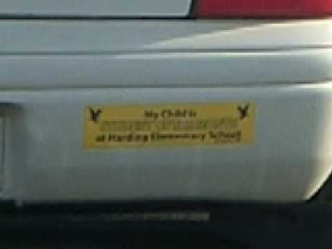 Stickers on the back of a Mexican vehicle.