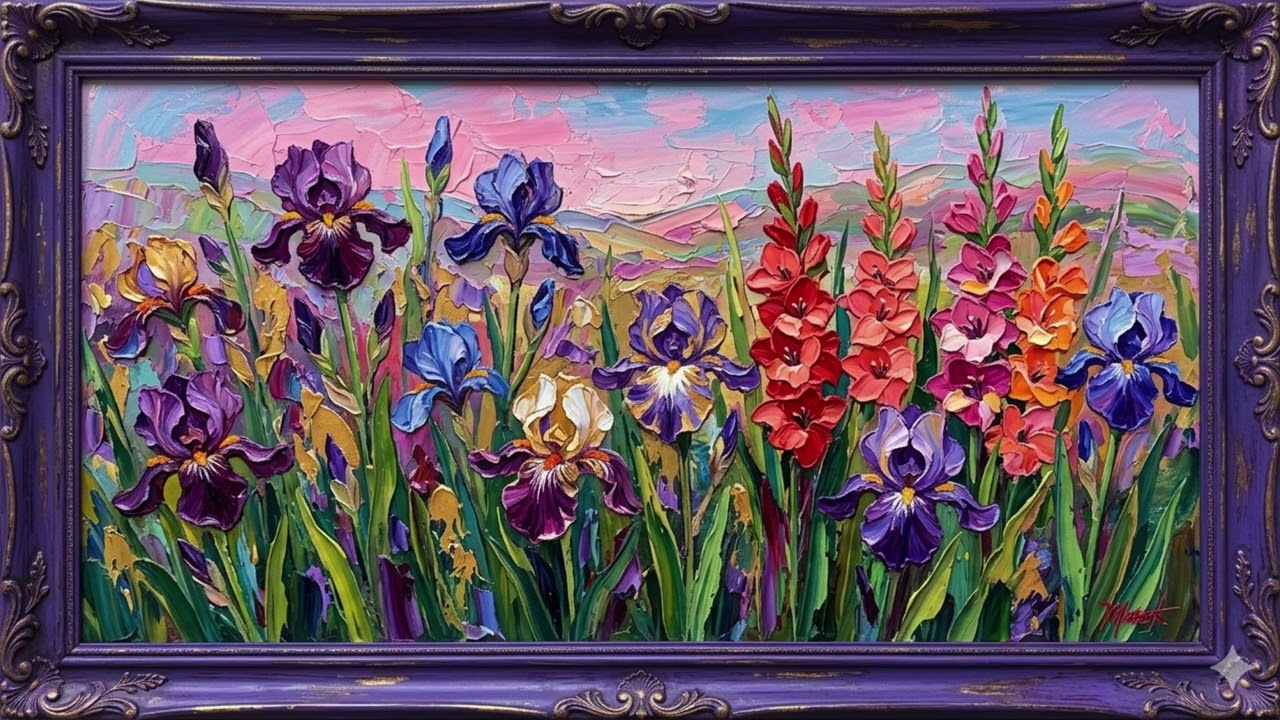 Iris and Gladiolus Flowers for Spring | 4K Frame TV Art | screensaver | flores | वसंत के फूल
