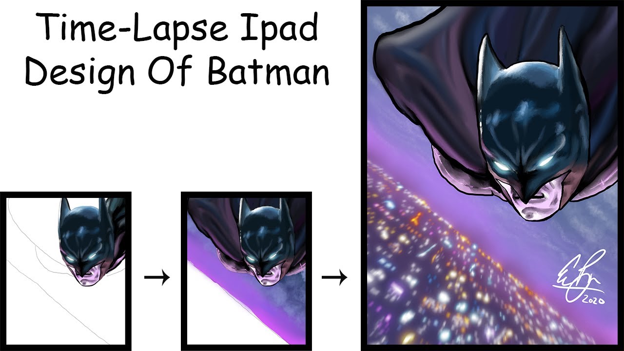 Batman Time-Lapse Design Done In Procreate On iPad