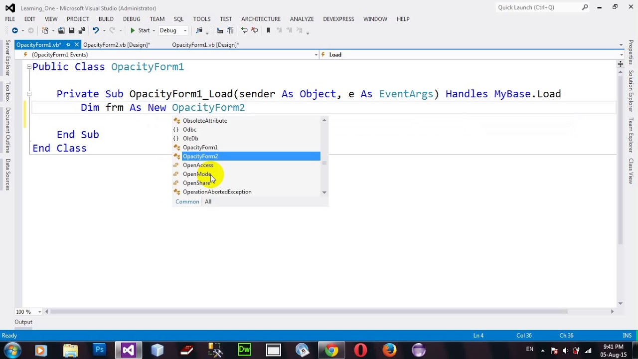 How to exclude control from a Window Form Opacity in VB 2012