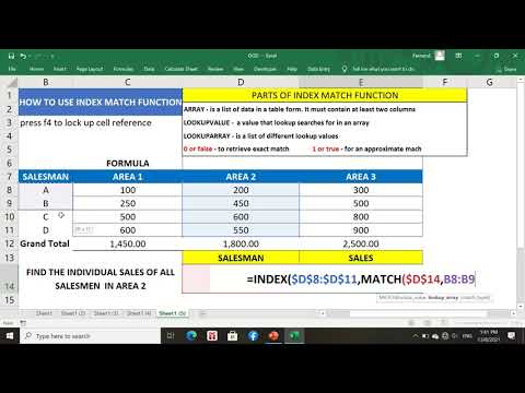 How to use indexmatch functions in excel