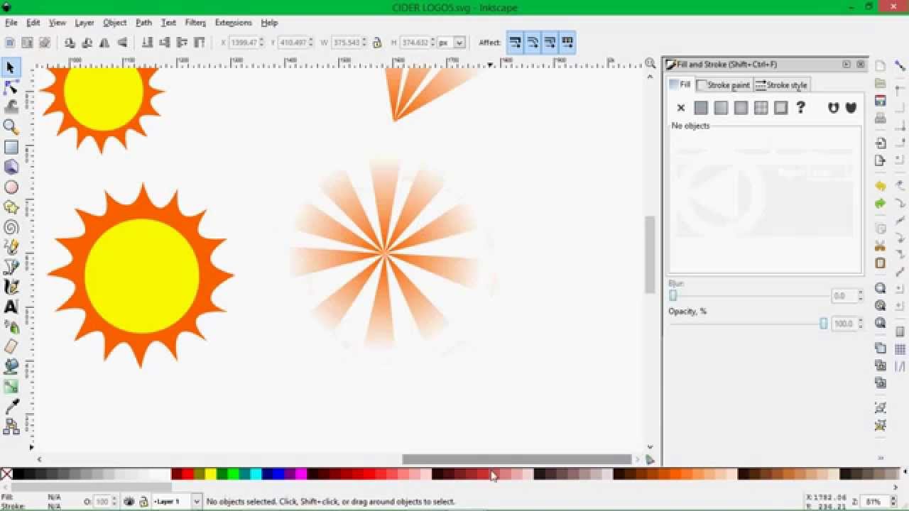 How to create Sun and Sunrays in Inkscape Software