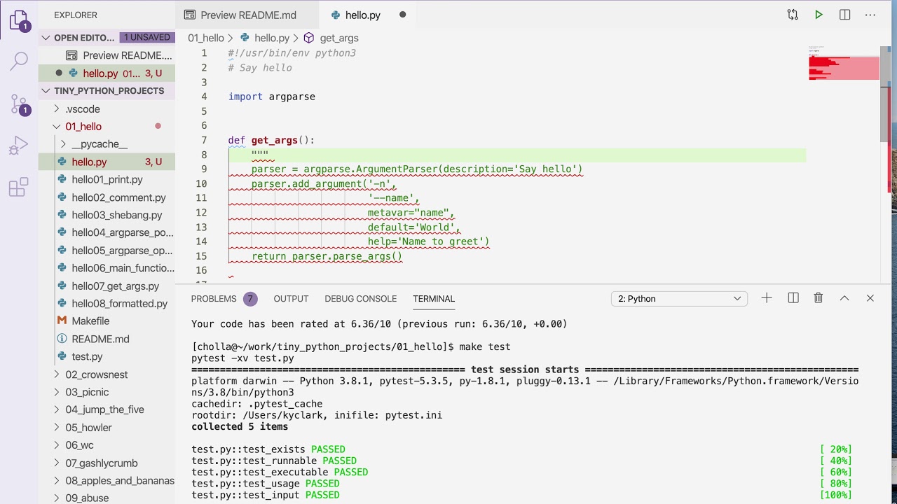 Tiny Python Projects: Ch 1 Pt 10 (formatting code)