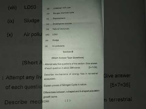 Msc zoology #3rd semester #msdsu #4th exam paper #environmental biology