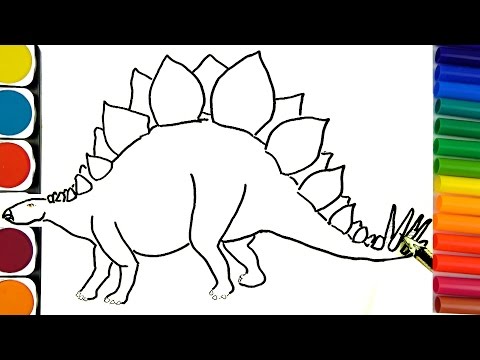 How to draw Dinosaurs, Coloring pages, How to draw and paint, Learning Colors