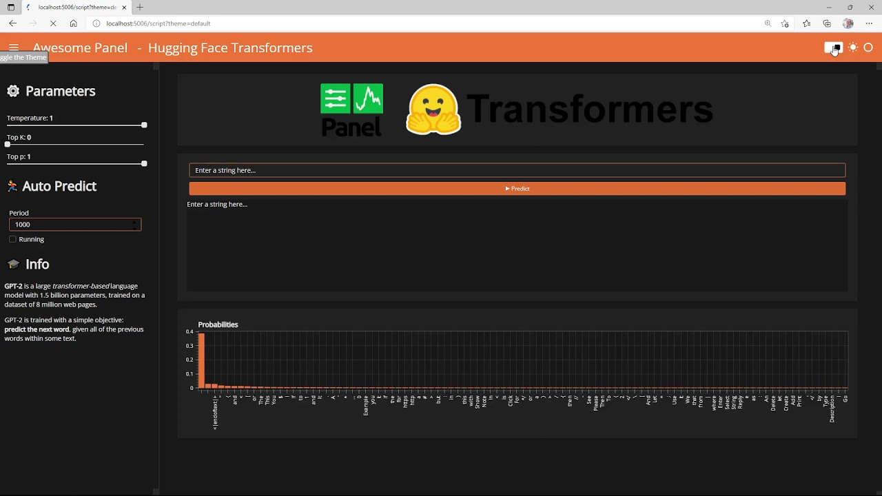 Awesome Panel - Hugging Face Transformers Example