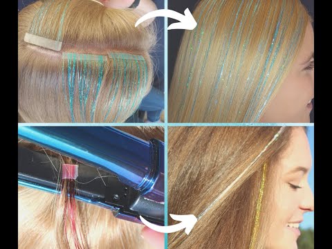 How to attach removeable hair tinsel shimmer extensions Put in fairy hair bling string InstaTinsel