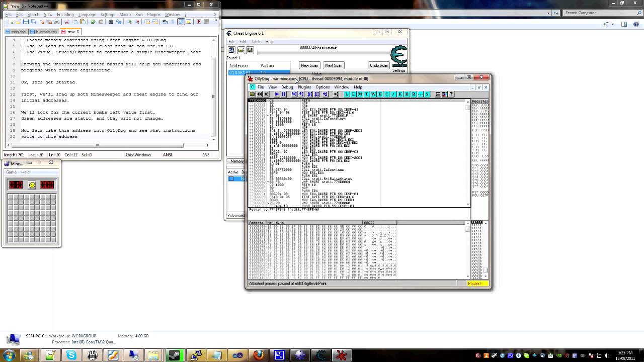 Basic Tutorial: Reverse Engineer Minesweeper - Part 1