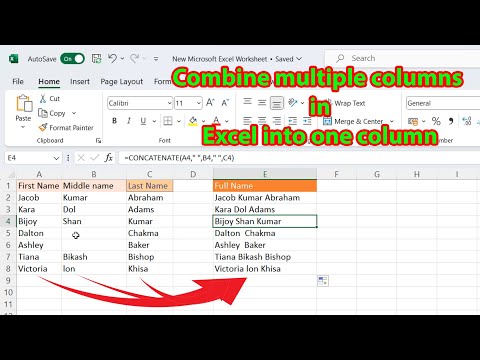 How to combine first, middle and last name in excel