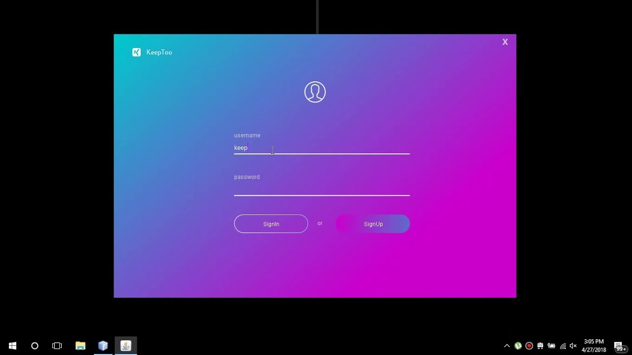 Java Swing UI - SignUp Example KControls