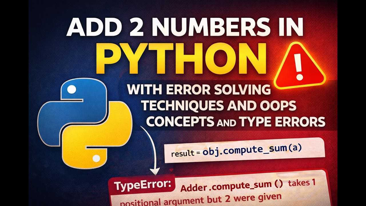 Add 2 Numbers in Python | OOP Concepts, TypeErrors, self Explained + Terminal Execution