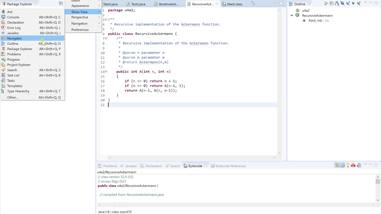 Bytecode auf Eclipse anzeigen