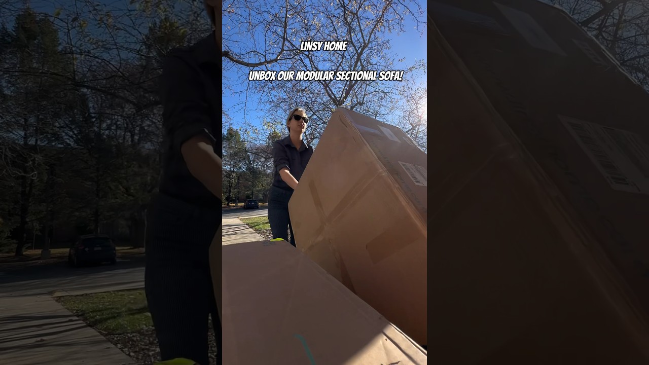 Unbox our modular sectional sofa with me: Linsy Home #unboxing #sectionalsofa