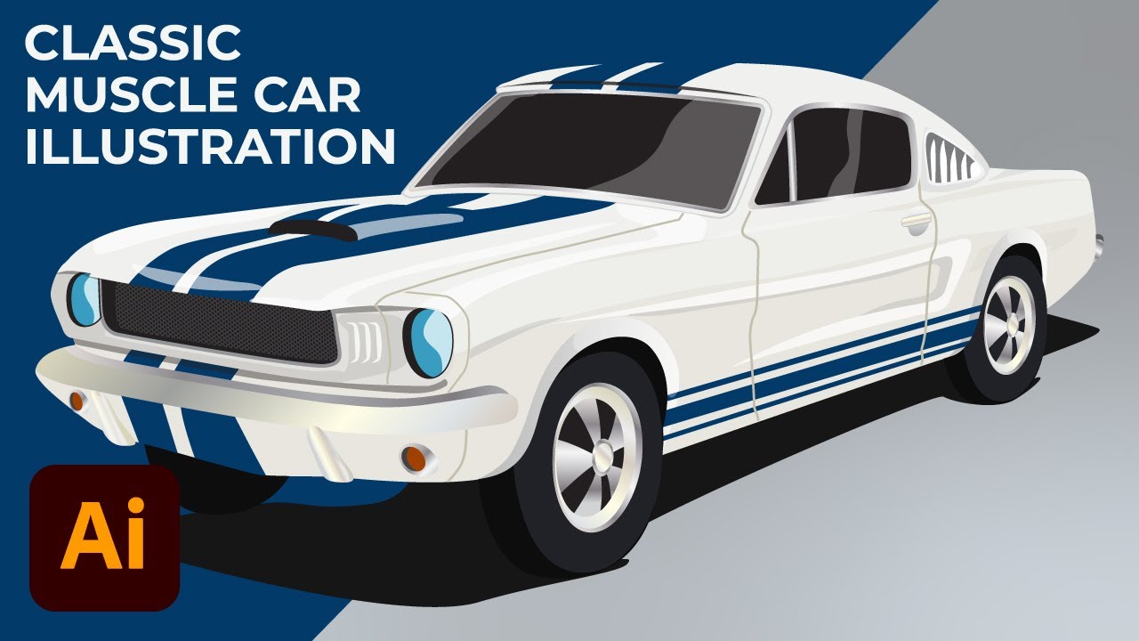 Classic Muscle Car Vector Illustration Tutorial | Adobe Illustrator CC Tutorial