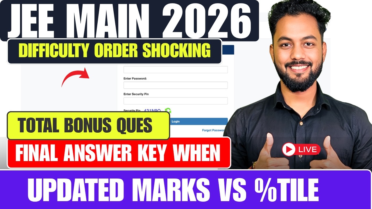 LIVE|JEE Main 2026 Final Marks Vs Percentile|JEE Main 2026 Answer KEY |JEE Main 2026 Result Date