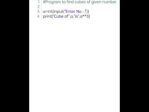 Program to find cube of a number #python #100% working