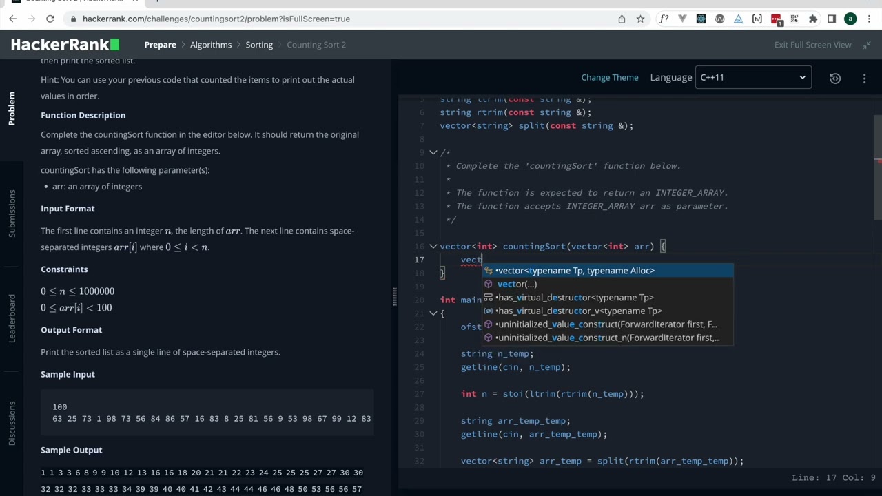 Hackerrank: Counting Sort 2