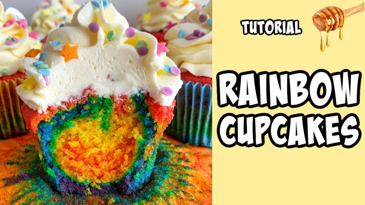 Rainbow Cupcakes! Recipe tutorial #Shorts