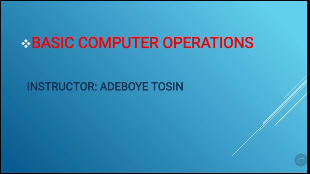 Basic Computer Operations | ICT