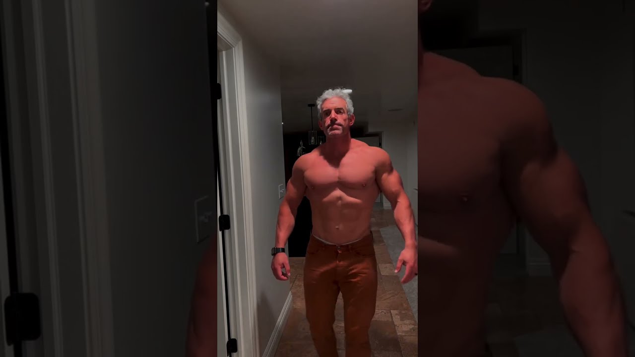 Silver Bodybuilder Muscle Flexing