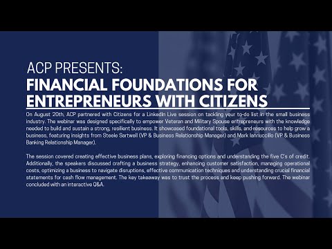 ACP Presents: Financial Foundations for Entrepreneurs with Citizens