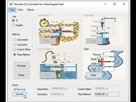 Flow Rate Calculator for a Rectangular Weir