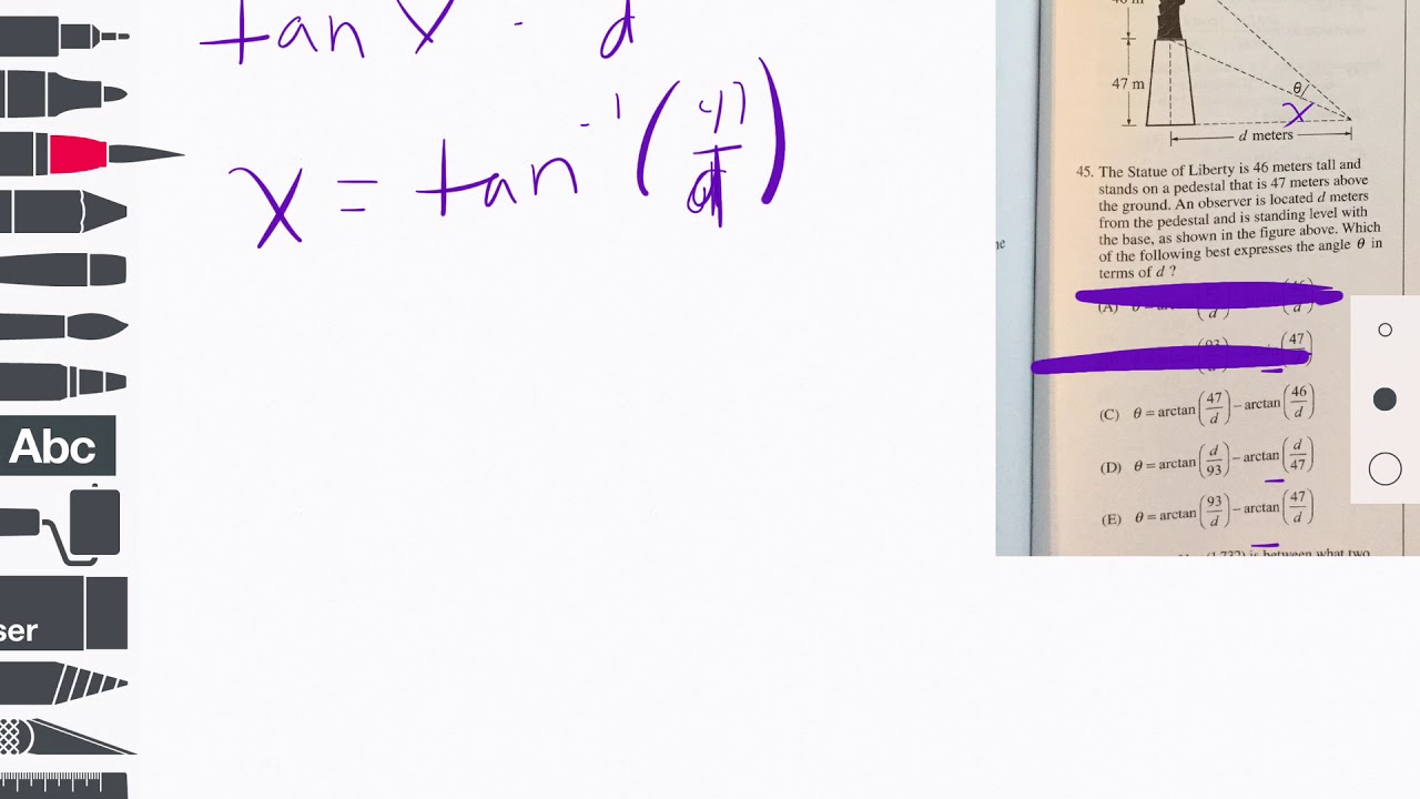Question 45 PreCalculus CLEP study guide 2018
