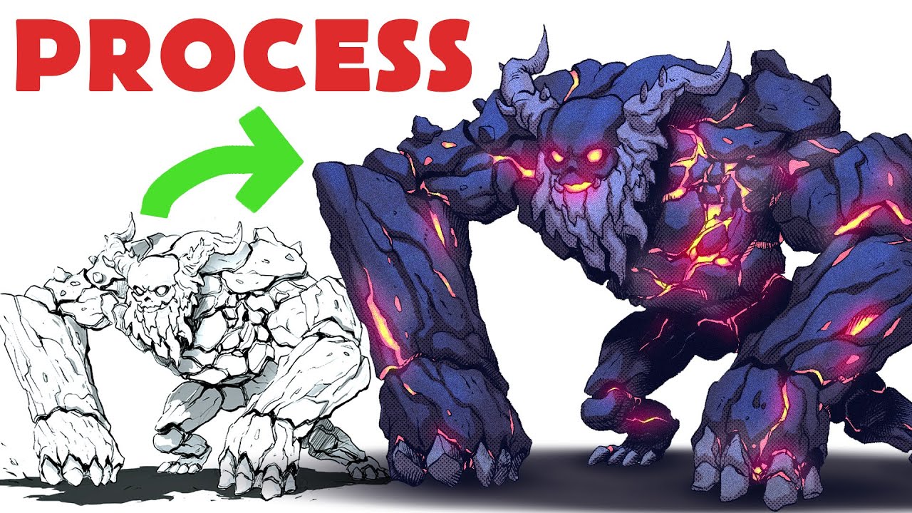 MONSTER Character Design PROCESS Timelapse | SKETCH TO COLOR in Comic Book Style